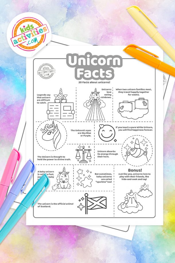 20 Awesome Unicorn Facts For Kids Coloring Pages