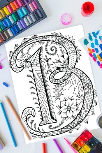 Alphabet Zentangle Design A-Z Printable Coloring Pages | Kids ...
