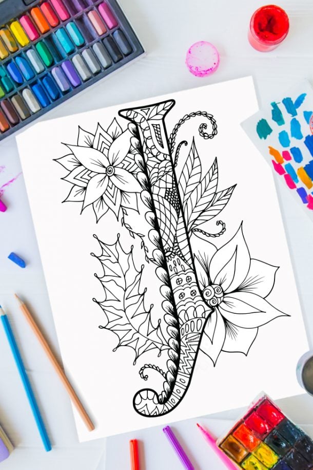 Zentangle Letter J Design – Free Printable – ParentingBest.com