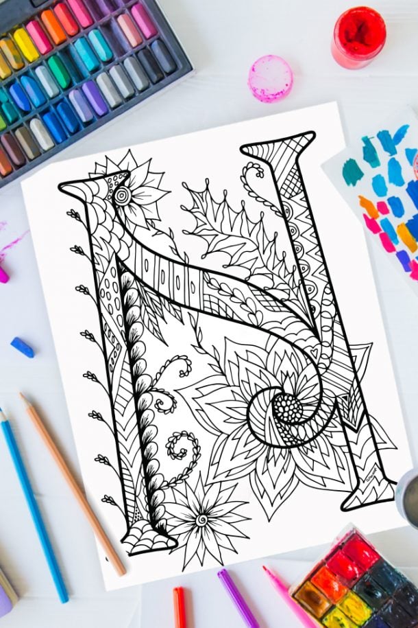 Zentangle Letter N Design – Free Printable – ParentingBest.com