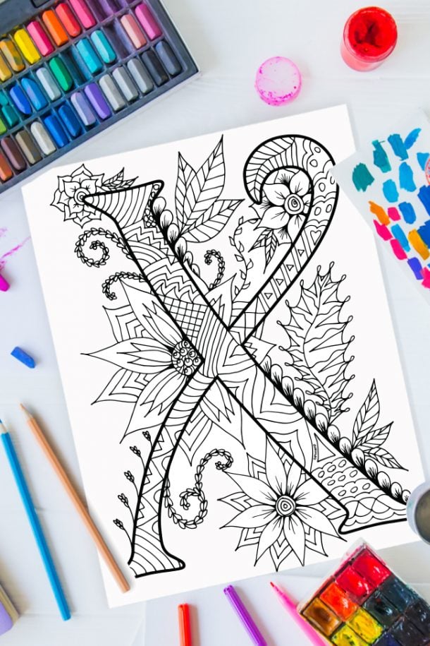 Zentangle Letter X Design – Free Printable – ParentingBest.com