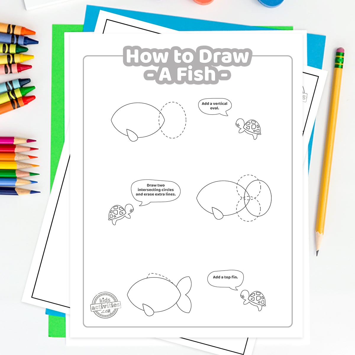 How To Draw a Fish Easy Printable Lesson for Kids Tutorial | Kids ...