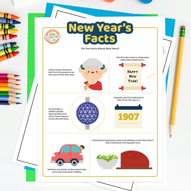 New Year's Facts Coloring Pages (Free Printable!)