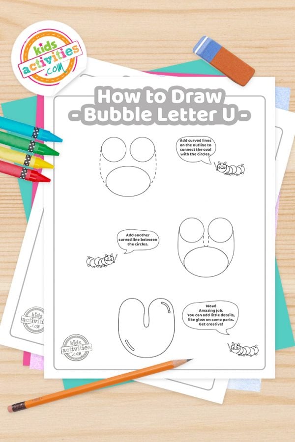 How to Draw the Letter U in Bubble Letters Graffiti | Kids Activities Blog