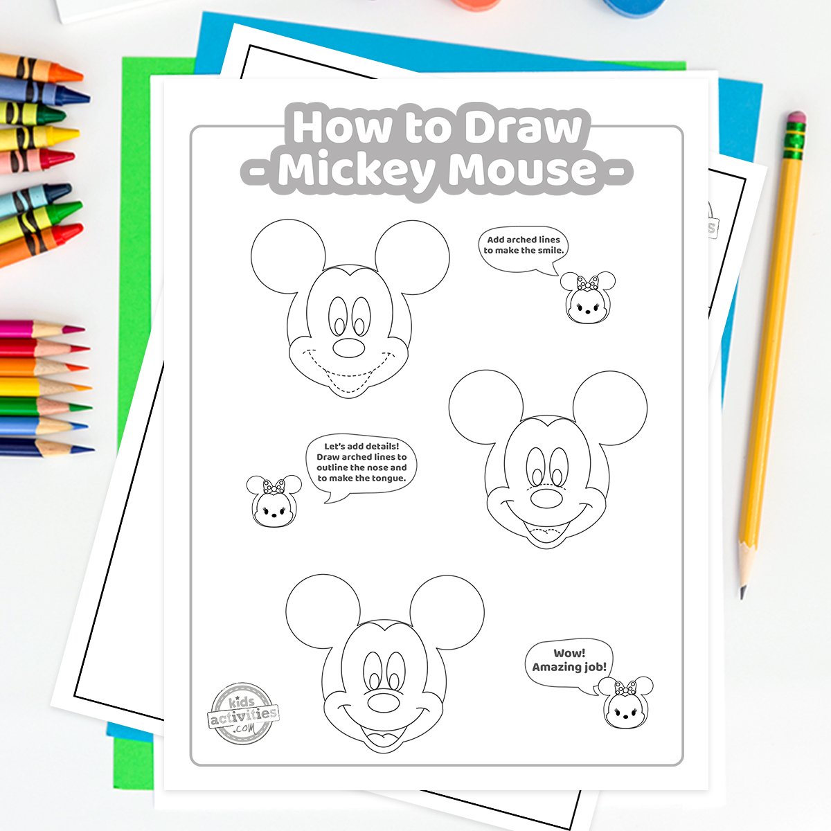 How to Draw Mickey Mouse Tutorial | Kids Activities Blog