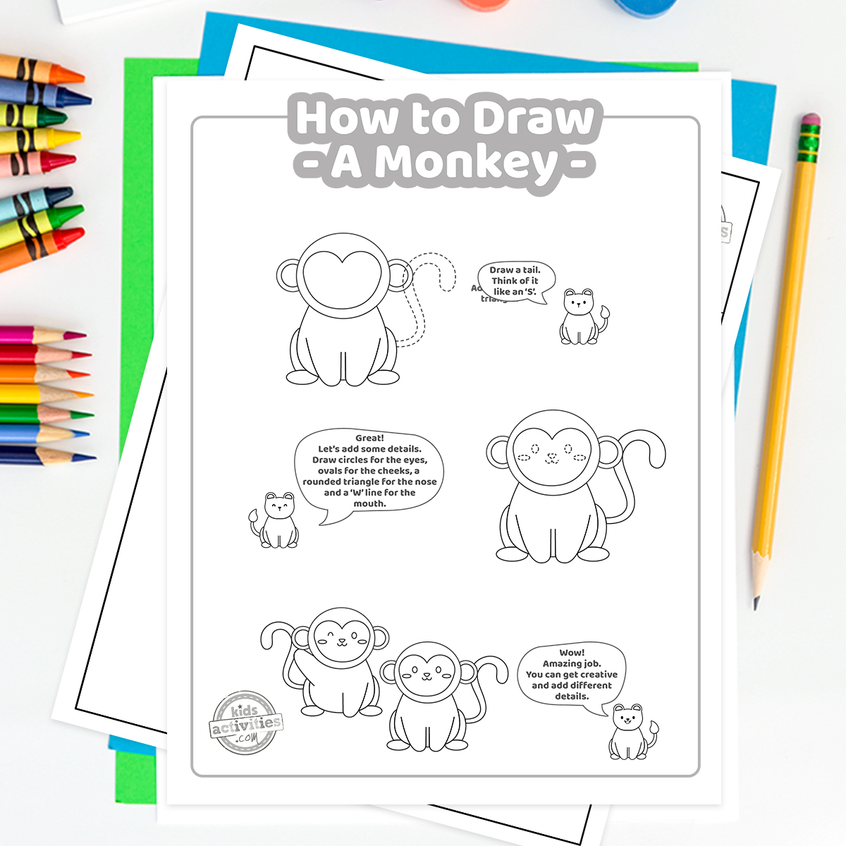 How to Draw a Monkey {Fun Printable Tutorial} | Kids Activities Blog