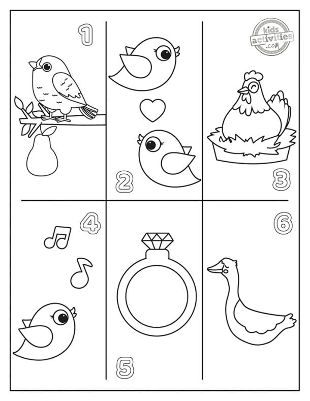 12 Days of Christmas Coloring Pages | Kids Activities Blog