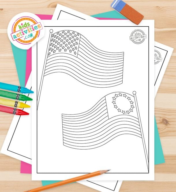 Printable Fun & Patriotic American Flag Coloring Pages | Kids ...