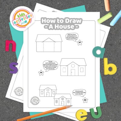 How to Draw a House Easy Printable Lesson For Kids | Kids Activities Blog