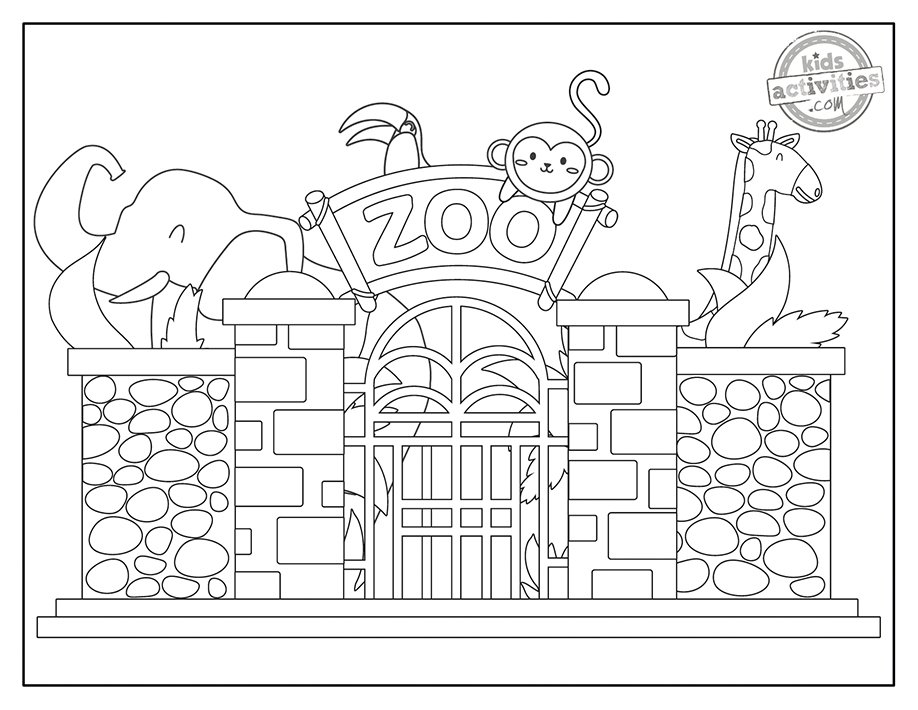 Zoo Animals Coloring Page