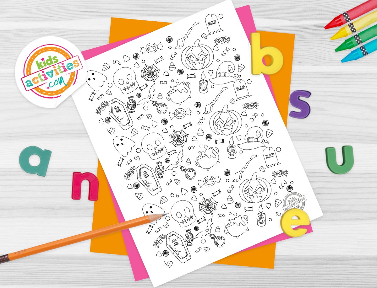Free Printable Halloween Doodle Coloring Pages | Kids Activities Blog