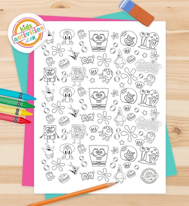 The Best Free & Fun Doodle SpongeBob Coloring Page | Kids Activities Blog
