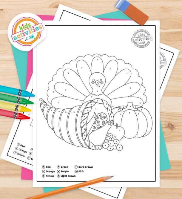Color By Number Thanksgiving Coloring Pages | Kids Activities Blog