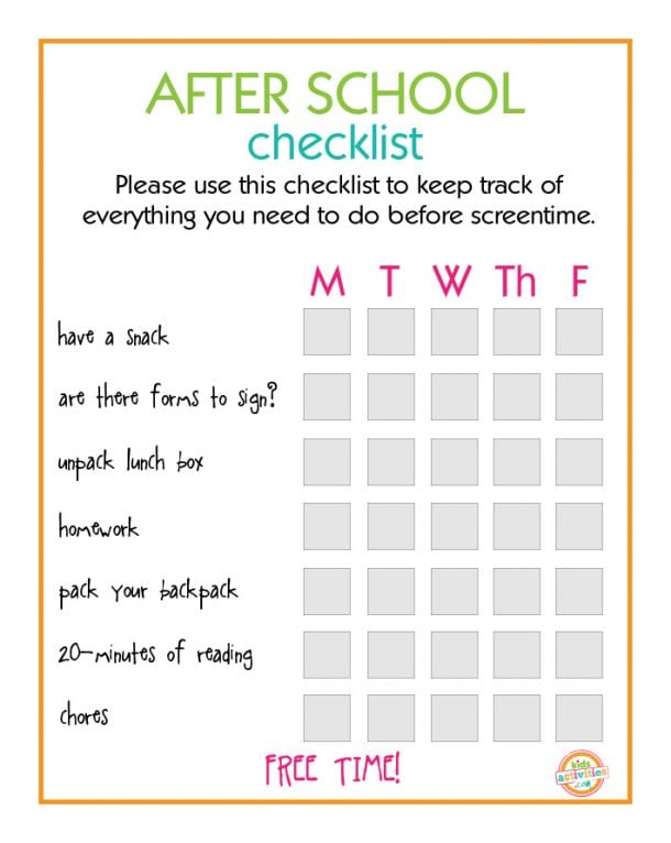 Free School Supplies, an After School Routine Checklist, and Snack • KAB