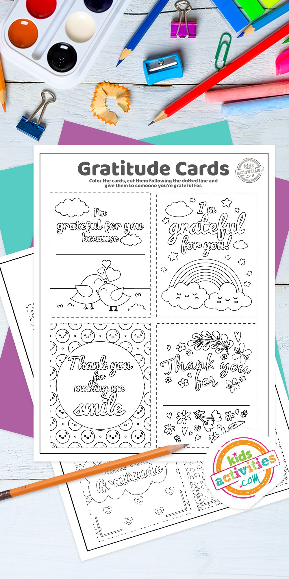 Printable Gratitude Quote Cards for Kids Coloring Pages | Kids ...
