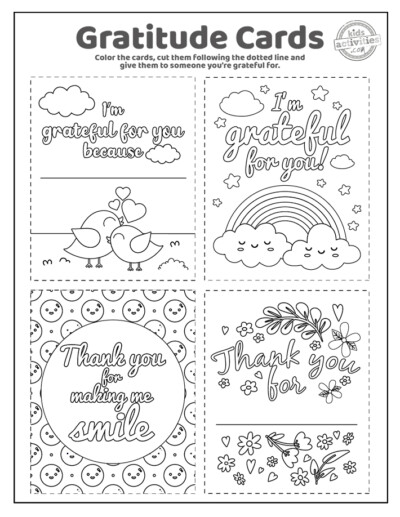 Printable Gratitude Quote Cards for Kids Coloring Pages | Kids ...