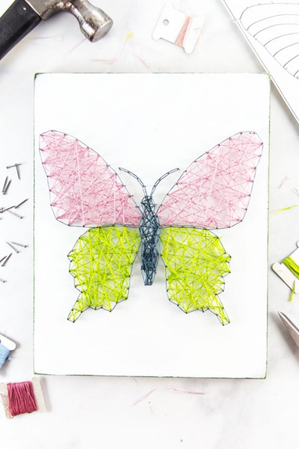 Butterfly String Art Project Using Coloring Page Templates | Kids ...