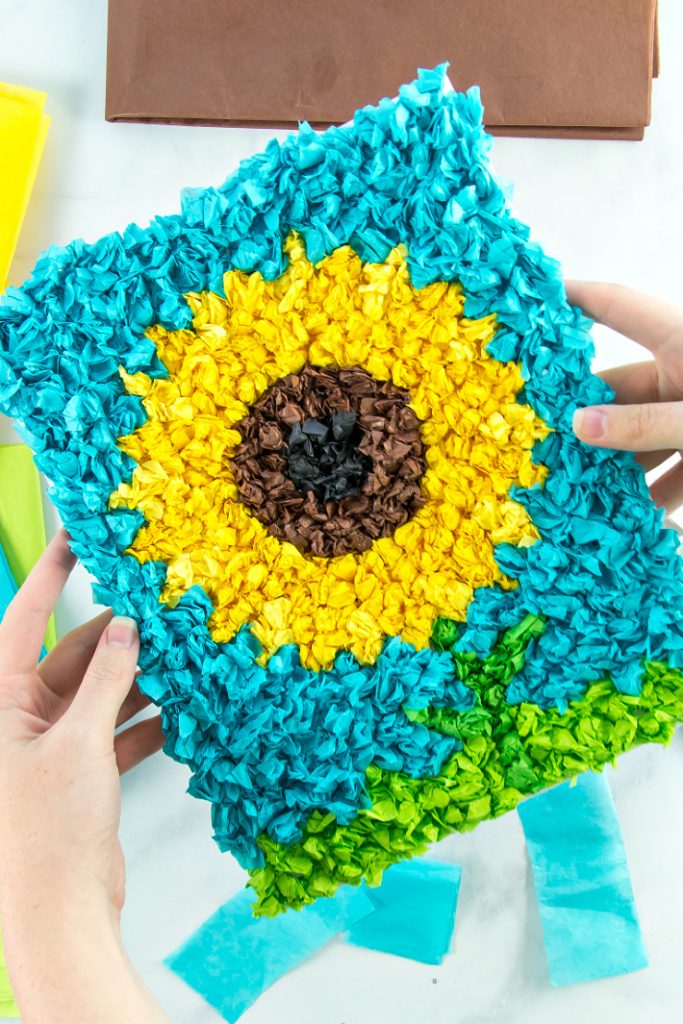 How To Make a Tissue Paper Sunflower Craft • Kids Activities Blog