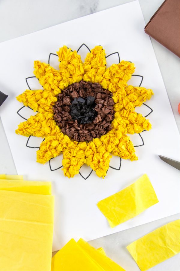 How to Make an Easy Tissue Paper Sunflower Craft • Kids Activities Blog