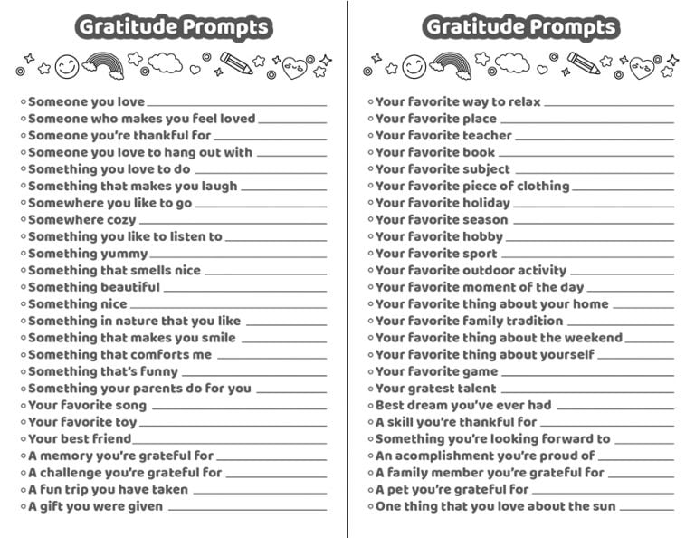 Printable Gratitude Journal with Kids Journal Prompts | Kids Activities ...