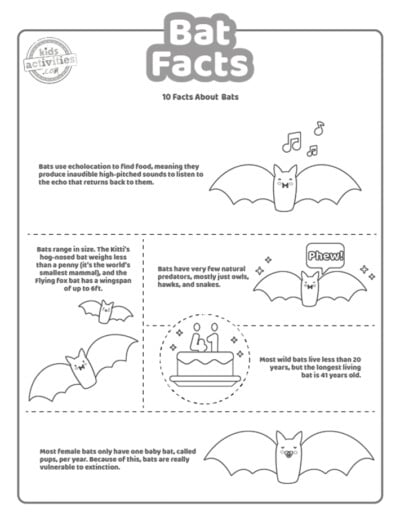 Fun Bat Facts For Kids To Print and Learn | Kids Activities Blog