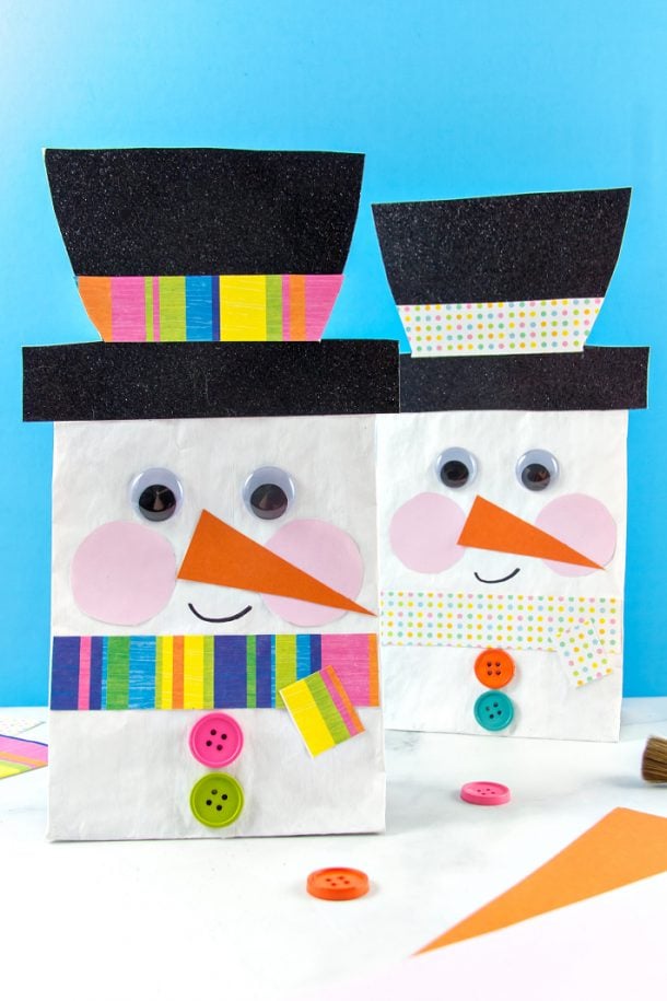 Brown Paper Bag Snowman Craft for Kids • Kids Activities Blog