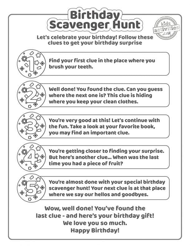 Birthday Scavenger Hunt | Kids Activities Blog – ParentingBest.com