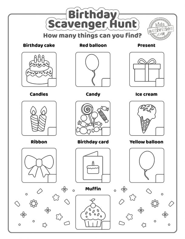 Free Printable Birthday Scavenger Hunt For Kids | Kids Activities Blog