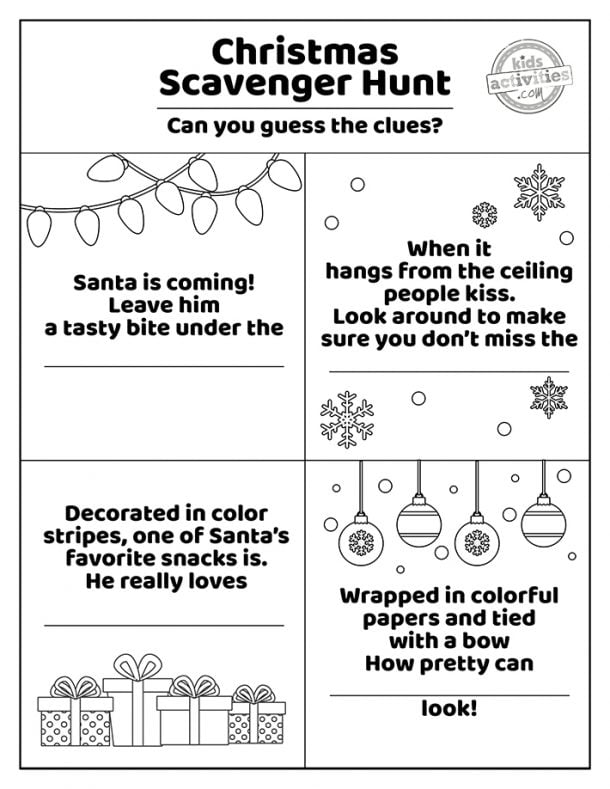 Free Printable Christmas Scavenger Hunt | Kids Activities Blog