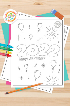 Free New Years Coloring Pages 2022 to Print & Color | Kids Activities Blog