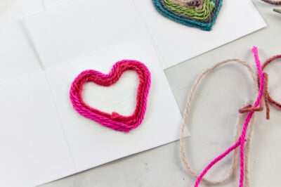Easy Yarn Heart Card Craft with Printable Heart Template • Kids ...