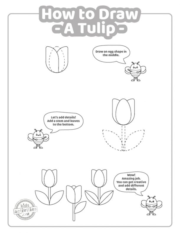 How To Draw a Tulip Coloring Pages Kids Activities Blog