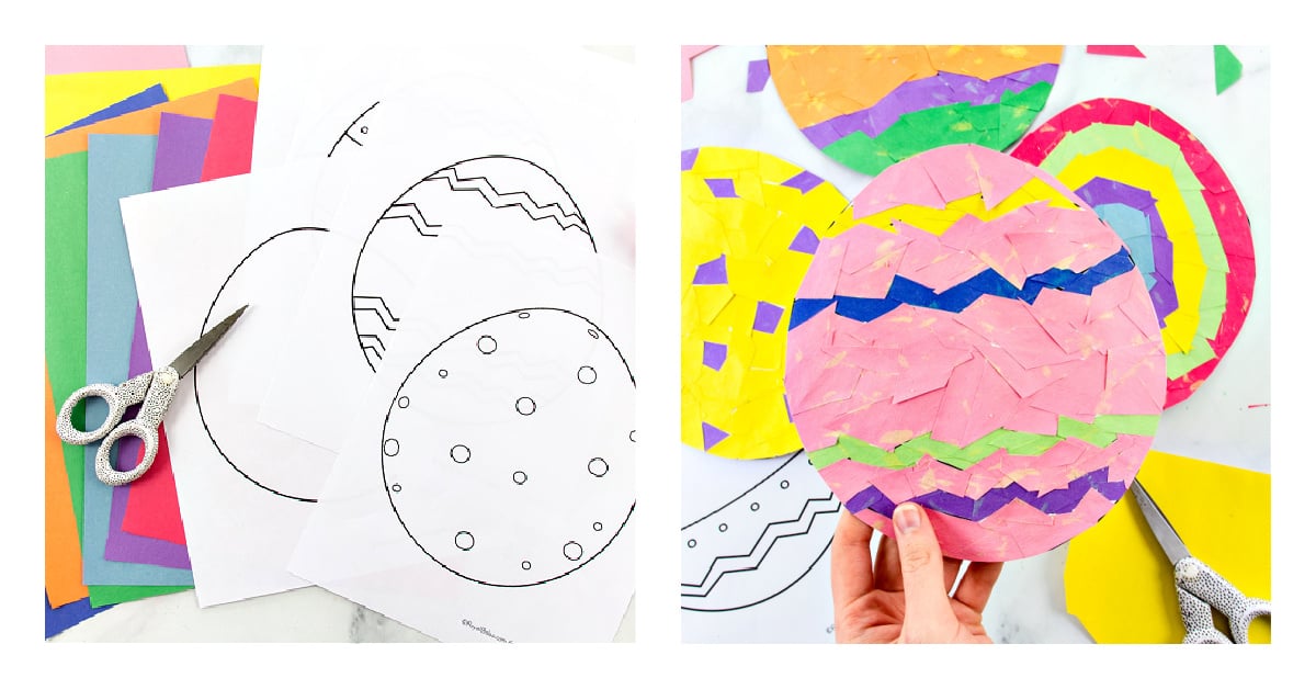 Mosaic Paper Easter Egg Crafts for Kids • Kids Activities Blog