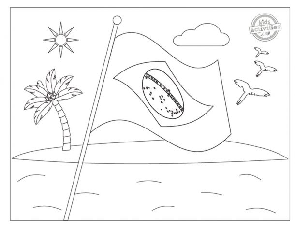 Starry Brazil Flag Coloring Pages Kids Activities Blog