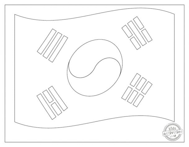 Easy South Korean Flag Coloring Pages | Kids Activities Blog