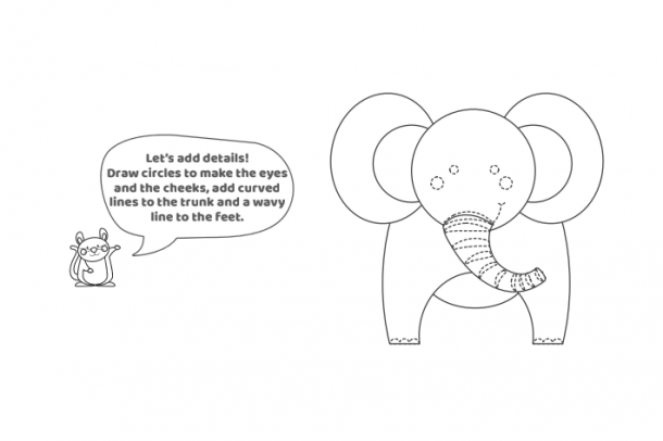 How to Draw an Elephant Easy Printable Lesson For Kids | Kids ...
