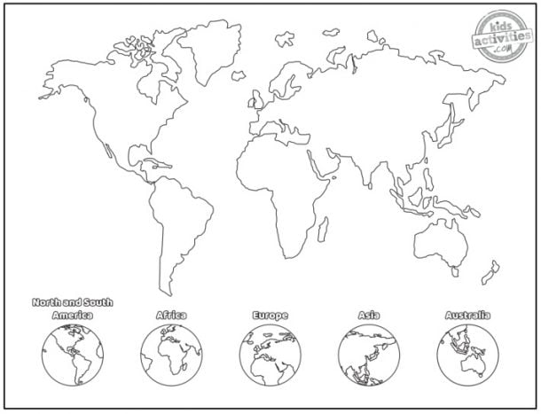 Free Printable World Map Coloring Pages | Kids Activities Blog