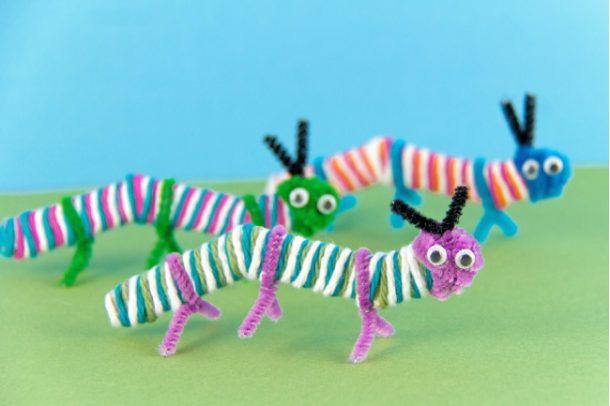 Easy Yarn-Wrapped Craft Stick Caterpillar Craft – ParentingBest.com