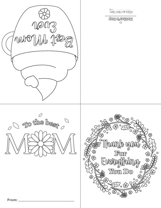4 Free Printable Mother's Day Cards Kids Can Color | Kids Activities Blog