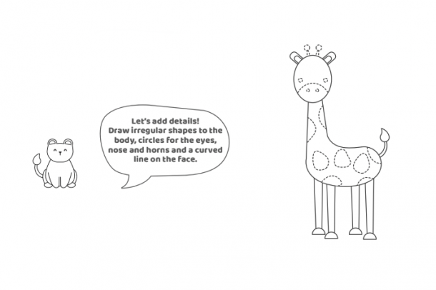 How To Draw a Giraffe Easy Printable Lesson For Kids | How To Draw a ...