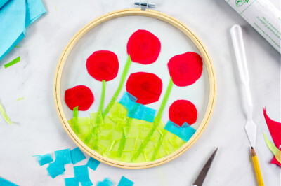 Bright & Happy Tissue Paper Poppy Suncatcher Craft • Kids Activities Blog