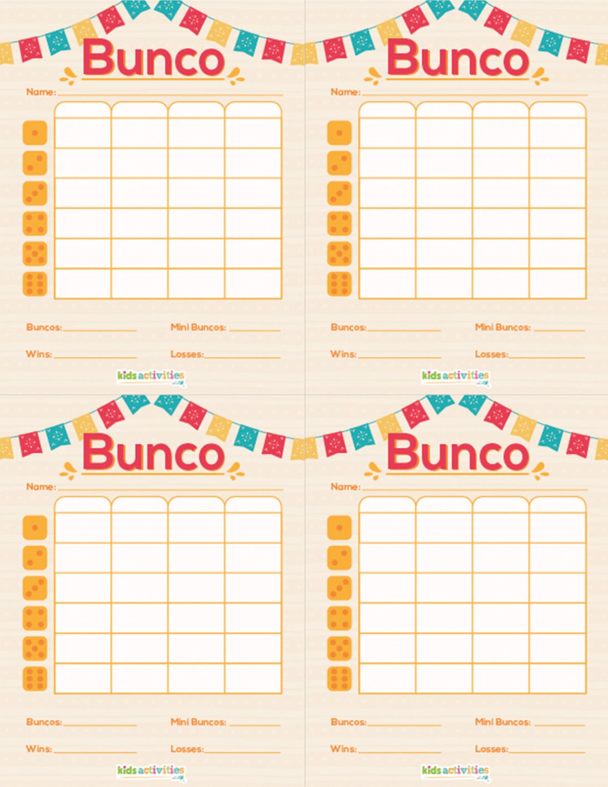 Make A Bunco Party Box with Free Printable Bunco Score Sheets | Kids ...