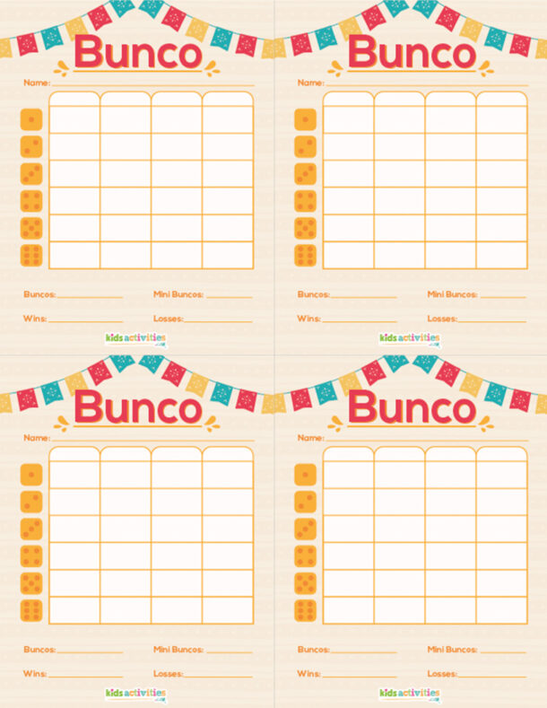 Make A Bunco Party Box with Free Printable Bunco Score Sheets | Kids ...