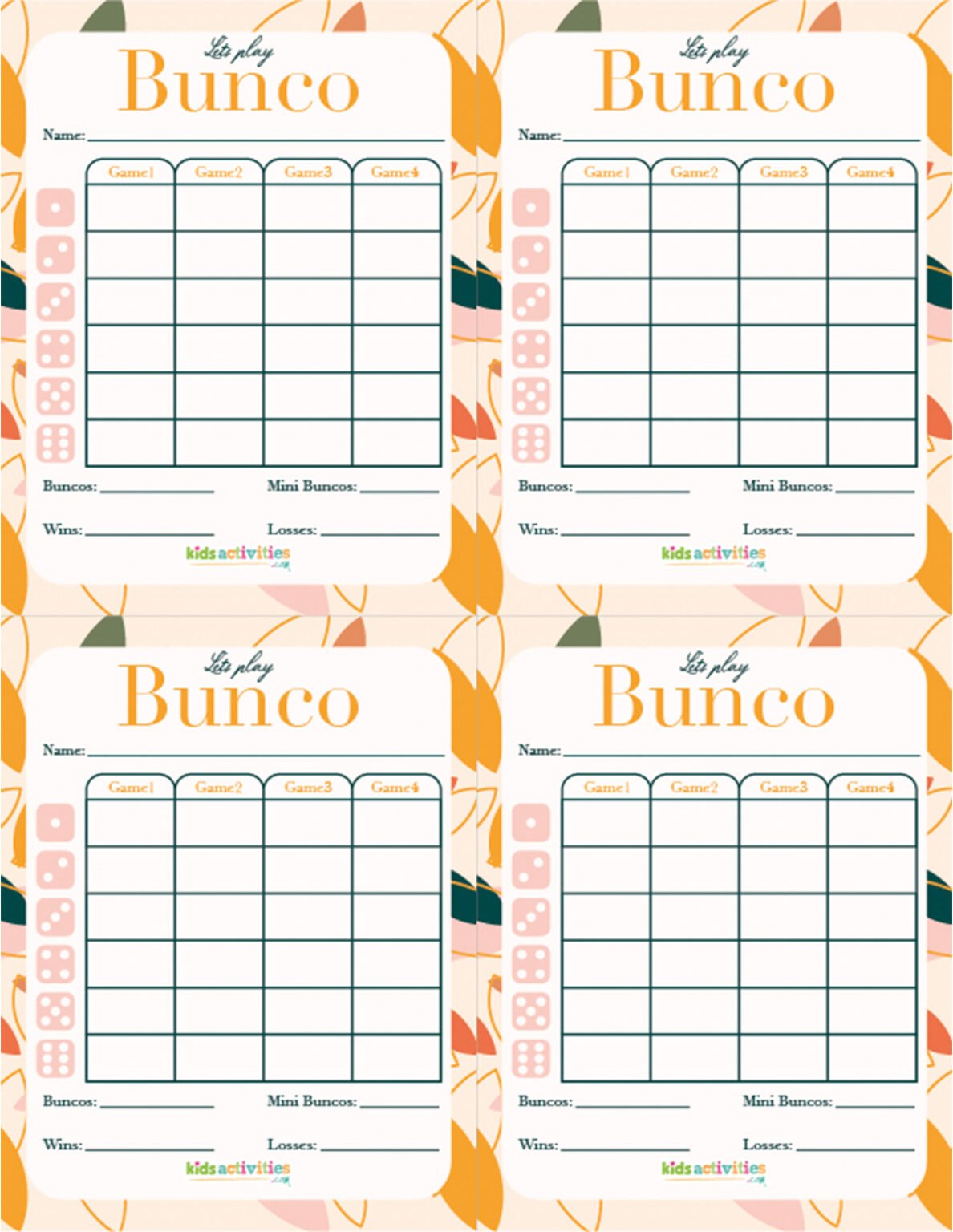 Make A Bunco Party Box with Free Printable Bunco Score Sheets | Kids ...