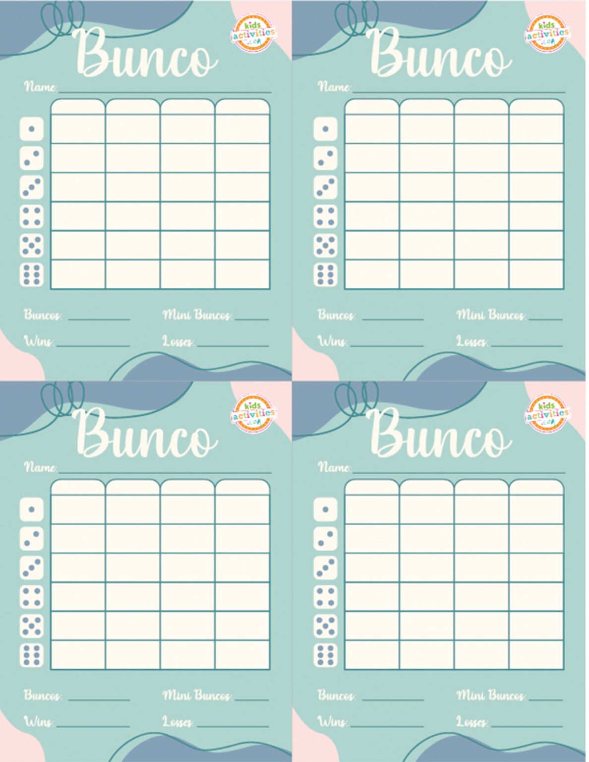 Make A Bunco Party Box with Free Printable Bunco Score Sheets | Kids ...