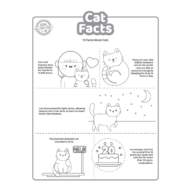 Fun Cat Facts For Kids To Print and Learn | Kids Activities Blog
