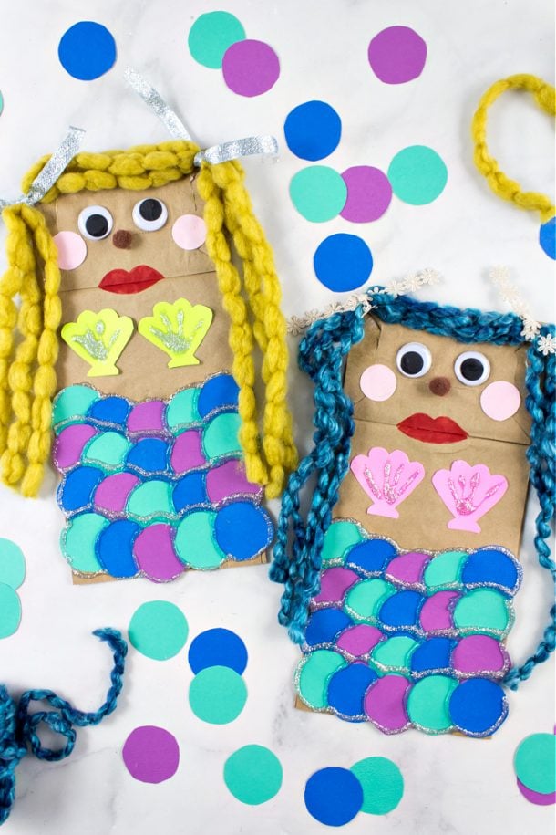 Super Cute Mermaid Paper Bag Puppet Craft for Kids • Kids Activities Blog