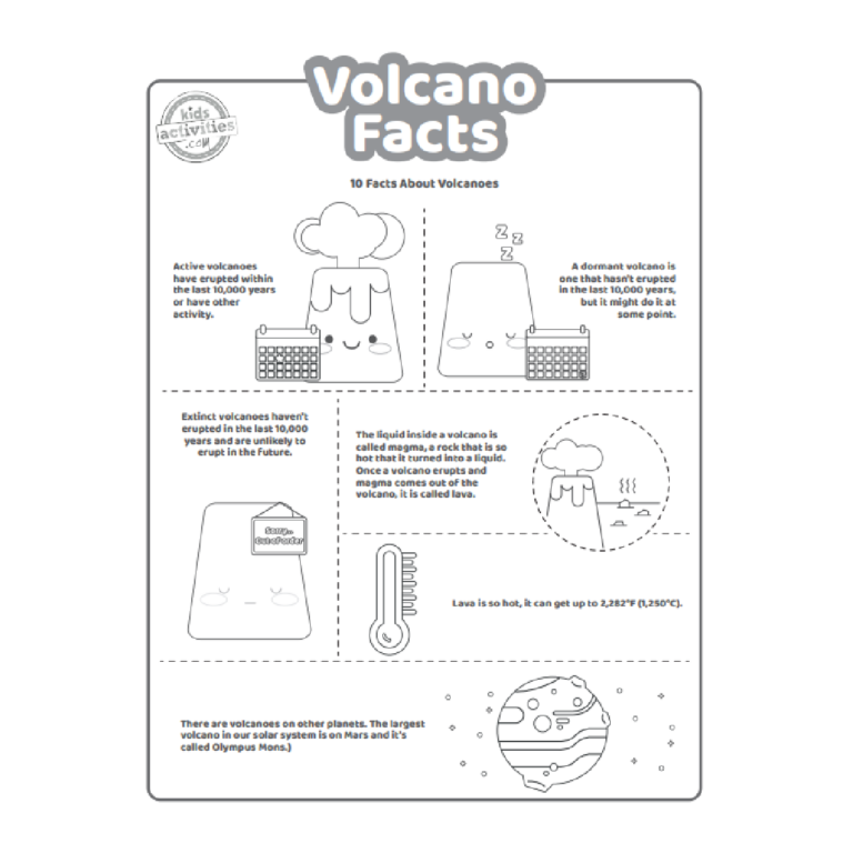 Fun Volcano Facts For Kids To Print And Learn | Kids Activities Blog