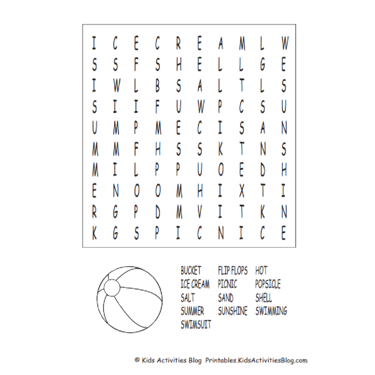 8 Fun & Free Printable Beach Word Search Puzzles for Kids | Kids ...