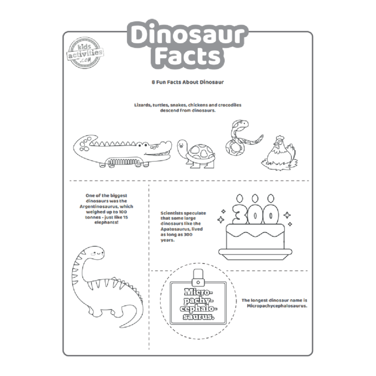 Fun Dinosaur Facts For Kids To Print and Learn | Kids Activities Blog